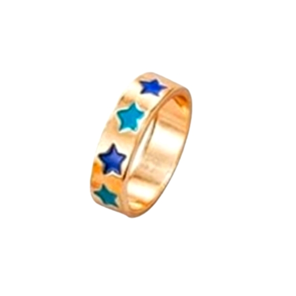None | Jewelry | Y2k Style Star Shaped Rings Blue Gold Colored Y2k ...